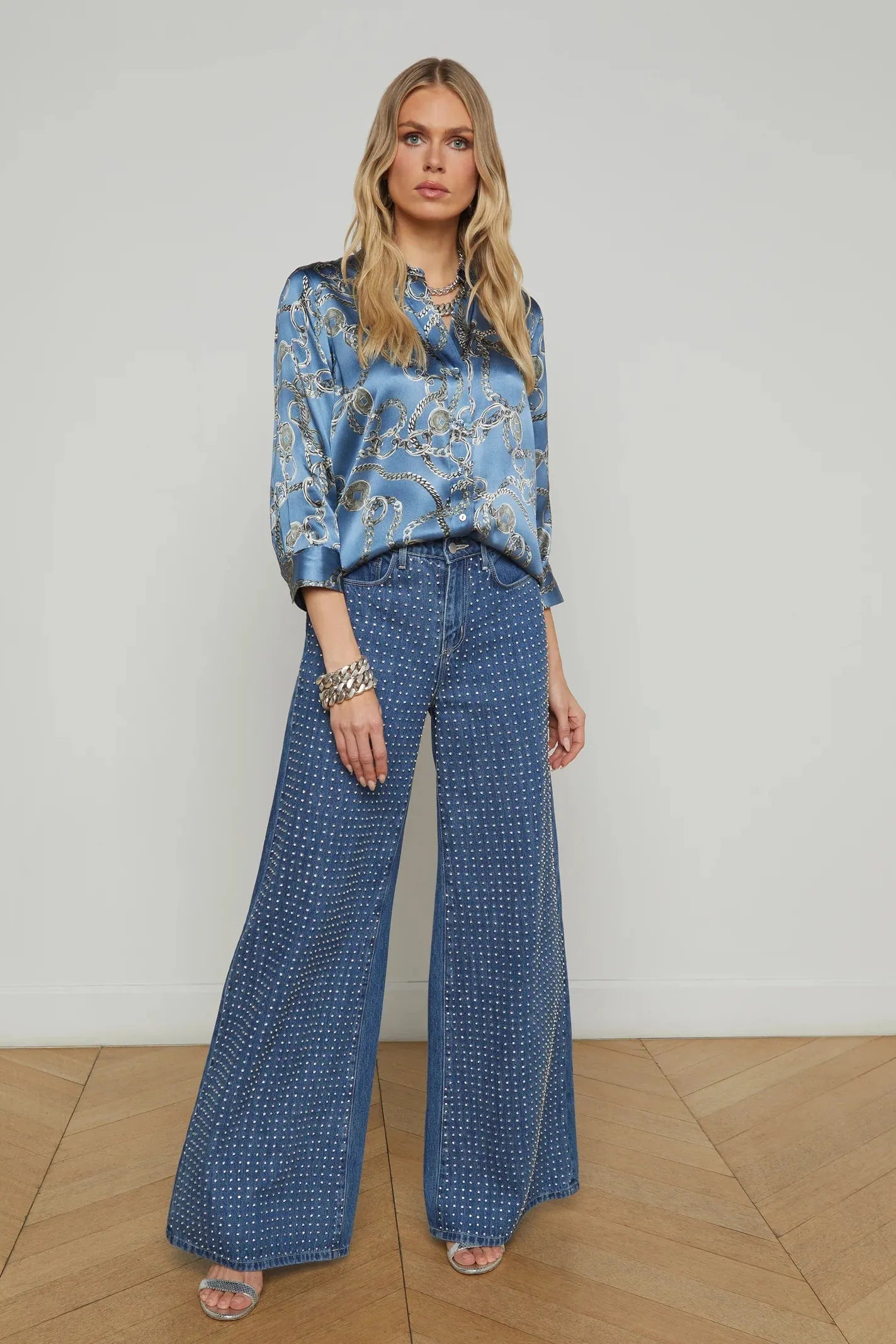 Dani Silk Blouse in Good Luck Chain Blouse - L'Agence – Tocca Finita